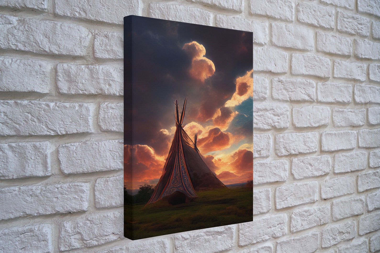 Native American Tipi Wall Art Canvas Print Early American - Etsy