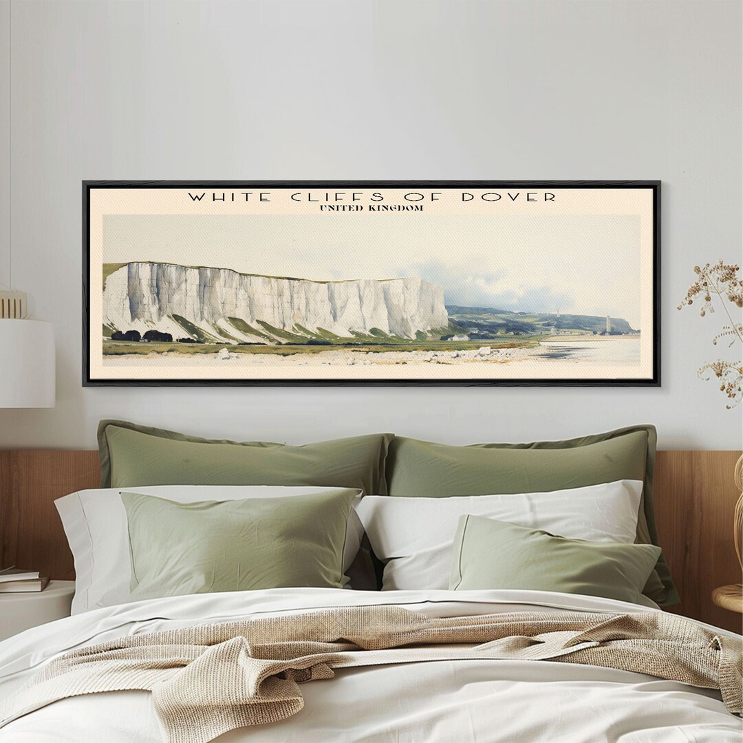 White Cliffs of Dover Travel Art Framed Canvas Print, England, Home ...