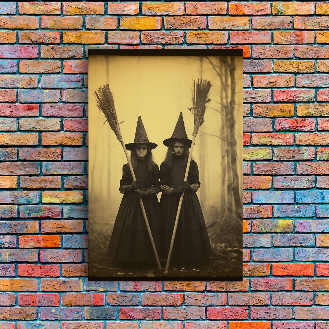 Cursed Art, Victorian Witches Daguerreotype, Framed Canvas Print ...