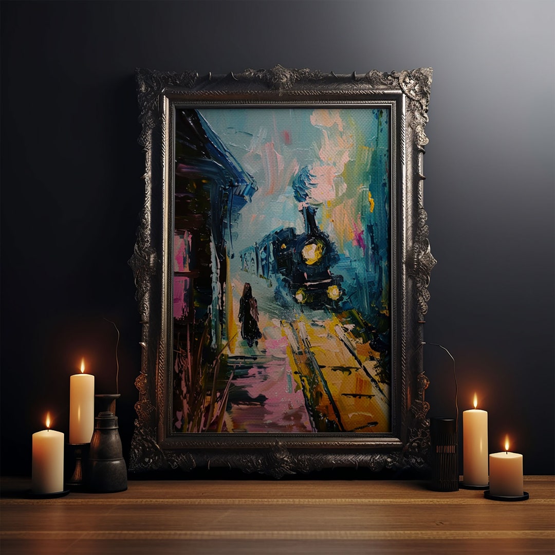 Spooky Van Gogh-inspired Haunted House Framed Canvas Print, Halloween ...