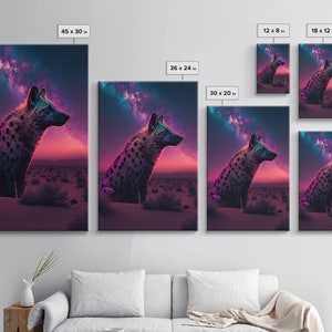 Portrait of a Neon Hyena, Laughing Hyenas, Framed Canvas Print, Unique ...