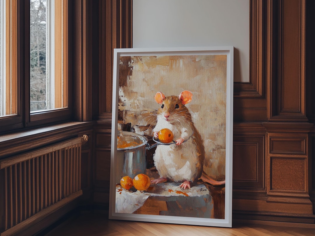 Rats With Jobs, Framed Canvas Print, Rat Painting, the Rat Chef, Cute ...
