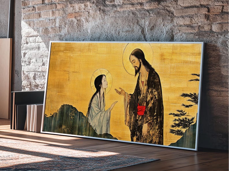 Noli Me Tangere Christ and Mary Magdalene Nihonga Style Framed Canvas ...