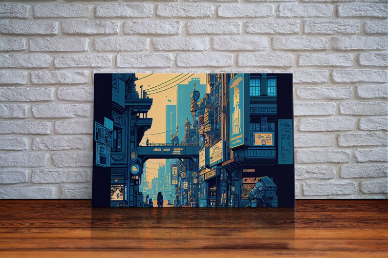 8 Bit Pixel Art Cyber Punk City Video Game Concept Art - Etsy