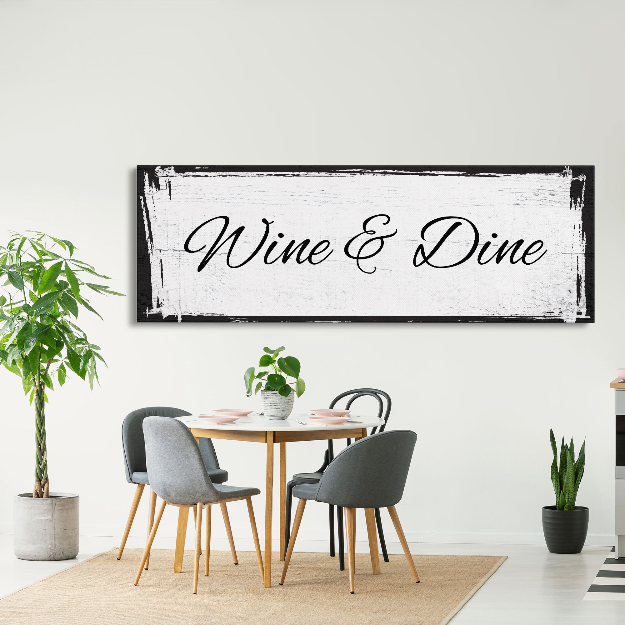 Kitchen Canvas Sign, Wine and Dine, Sign for Kitchen, Kitchen Wall Art ...