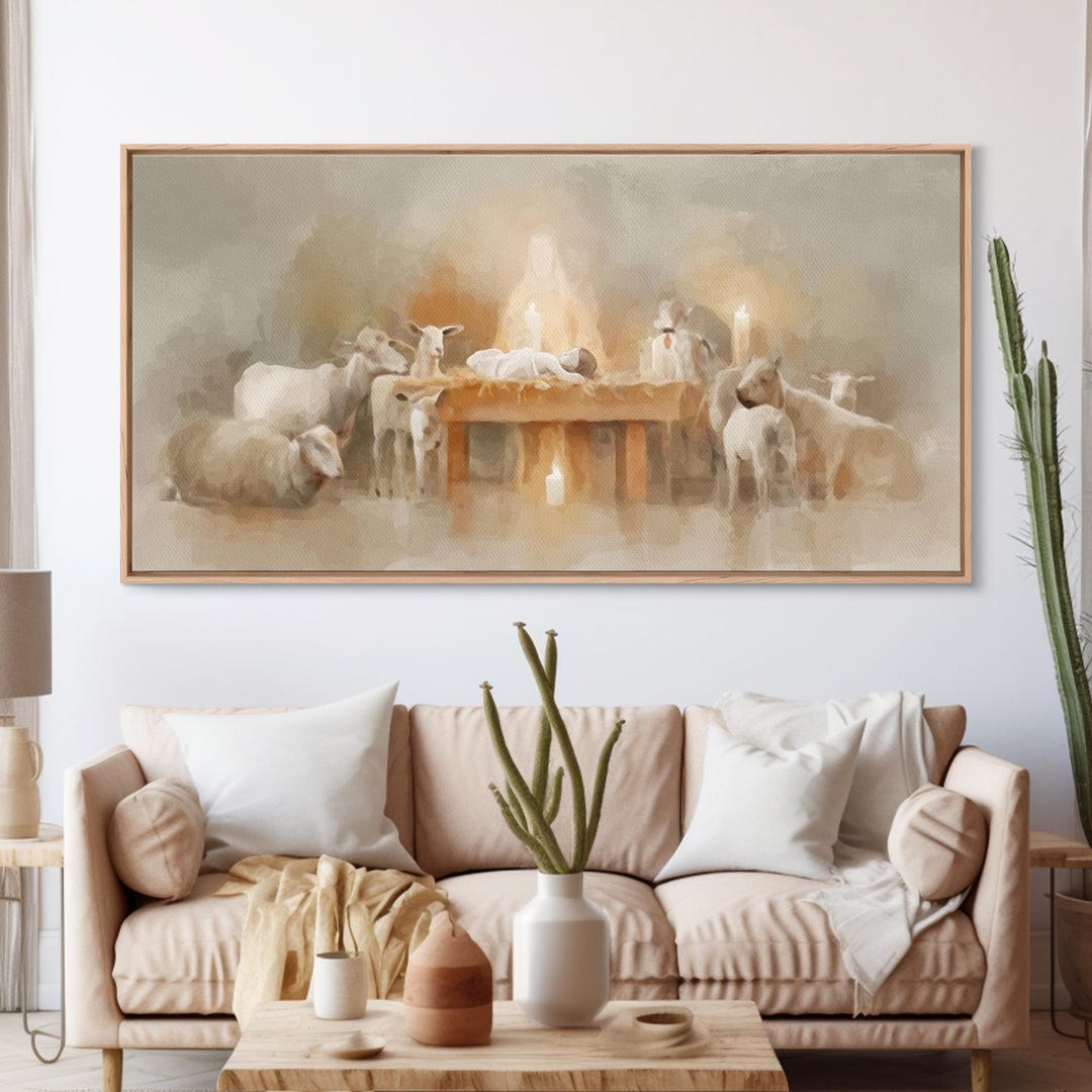 Nativity Peace | Framed Canvas Print | Christian Christmas Art ...