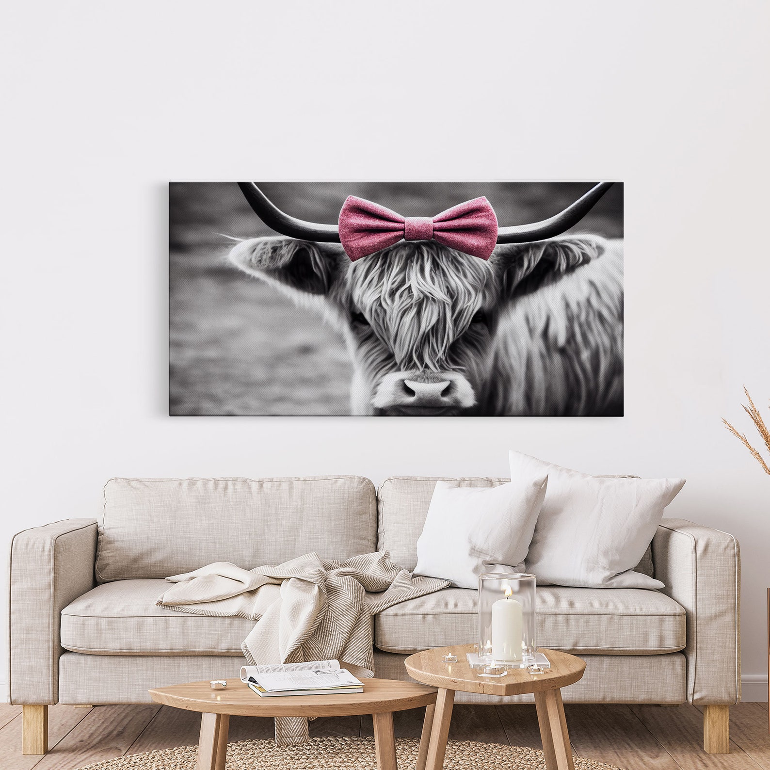 Highland Cattle Canvas Wall Art Farmhouse Decor Cute Cow - Etsy