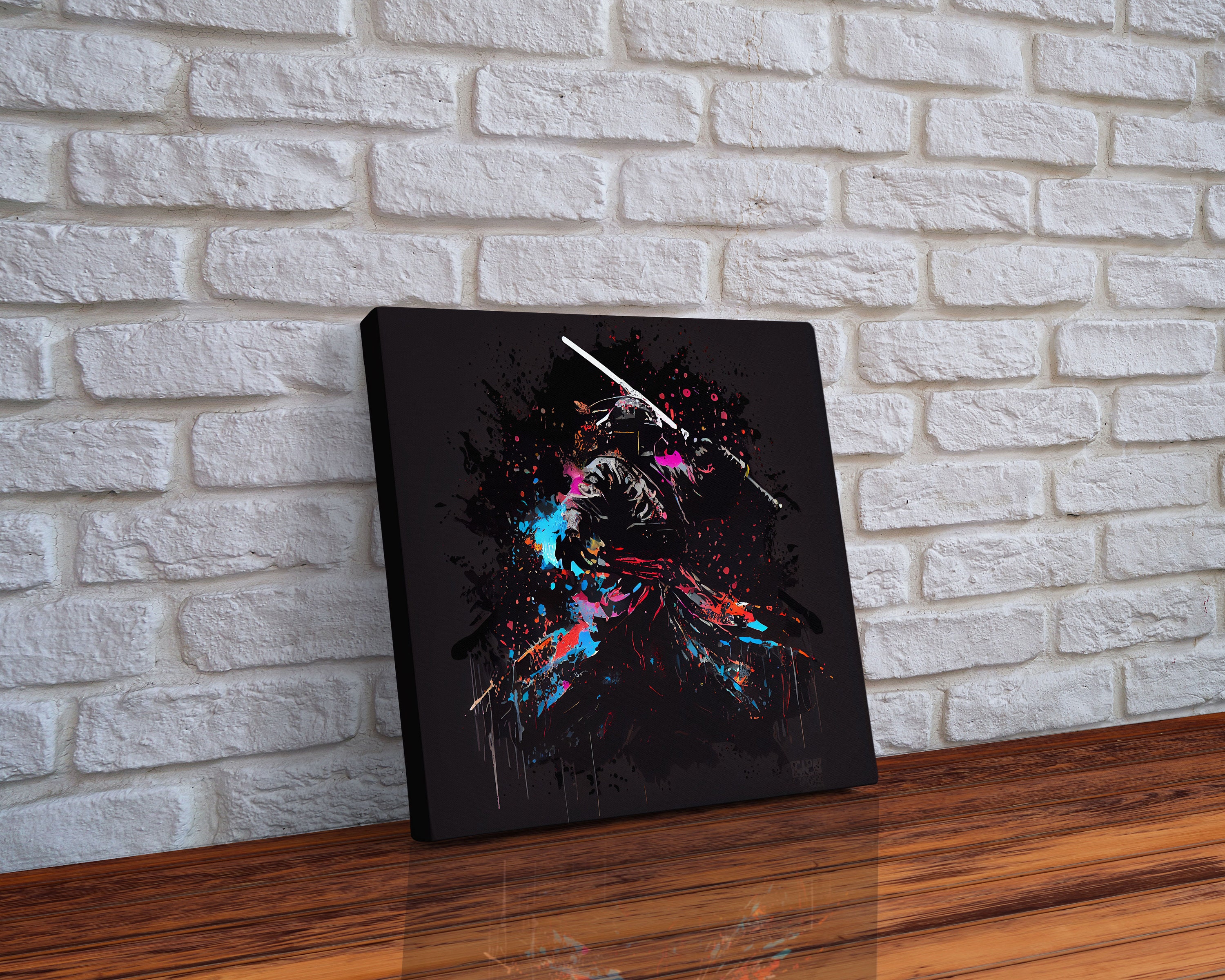 Neon Graffiti Samurai Splatter Art Framed Canvas Print - Etsy