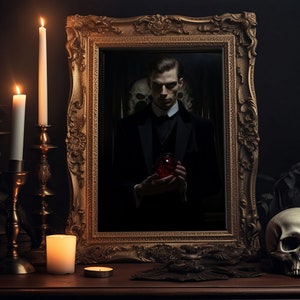 Portrait of A Vampire Lestat, Framed Canvas Print, Spooky Halloween Art ...