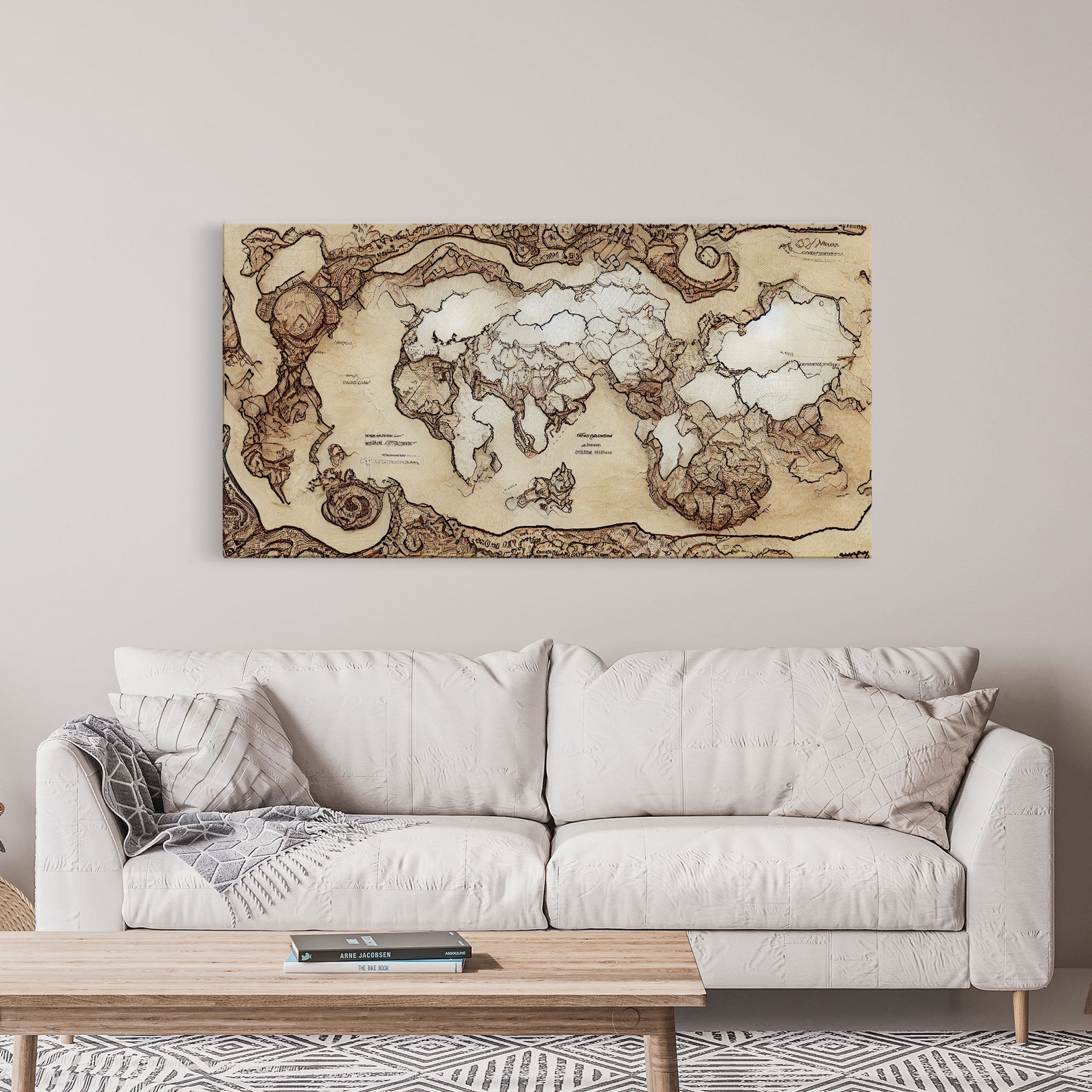 Abstract Fantasy World Map Canvas Print Middle Earth Style - Etsy