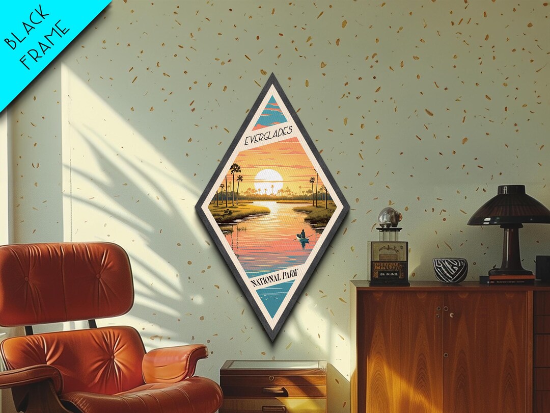 Retro Everglades National Park Travel Poster Canvas Texture Print ...