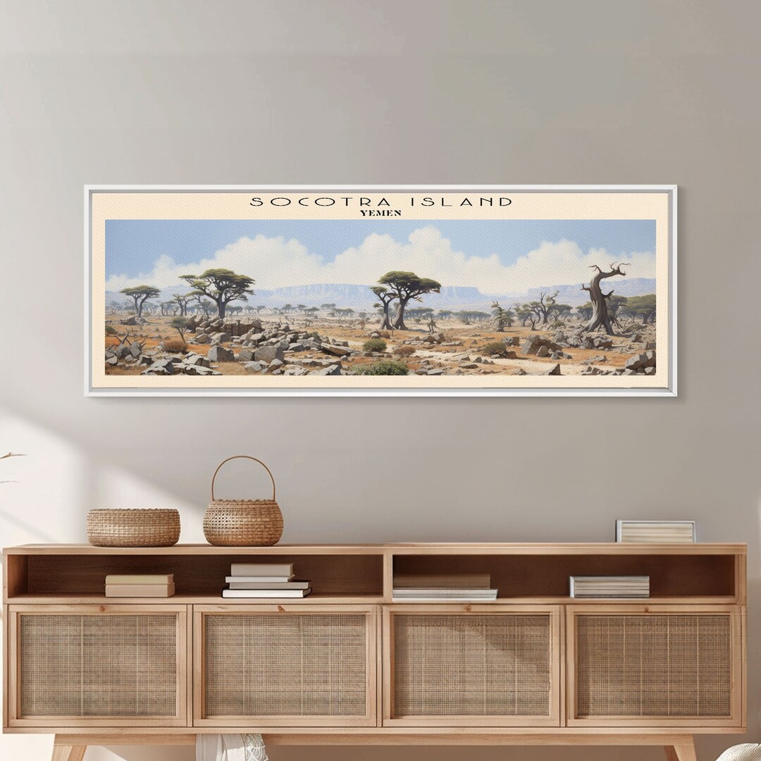 Socotra Island Framed Canvas Print Travel Poster | Panoramic Wall Art ...