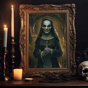 Creepy Nun Canvas Print - Halloween Art, Scary Art, Spooky Home Decor ...