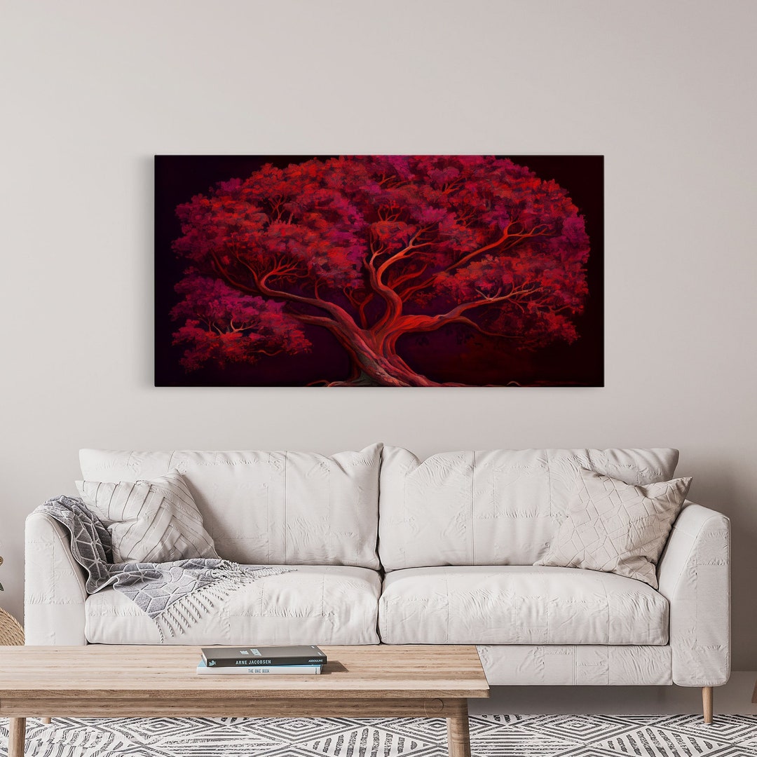 Blood Red Tree Fantasy Horror Art Framed Canvas Print - Etsy