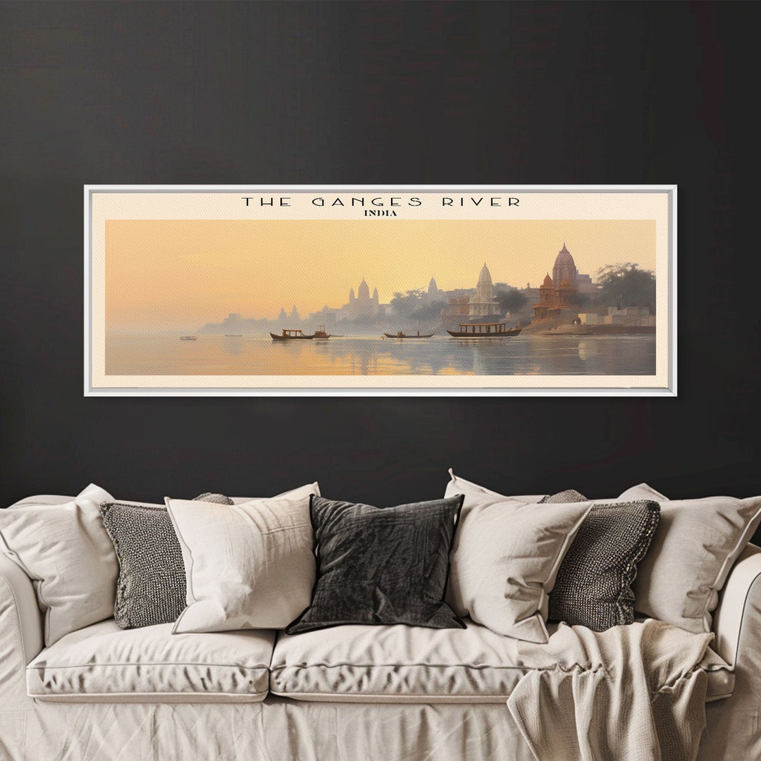 The Ganges River India Travel Poster Print, Framed Canvas Print, India ...