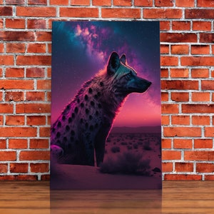 Portrait of a Neon Hyena, Laughing Hyenas, Framed Canvas Print, Unique ...