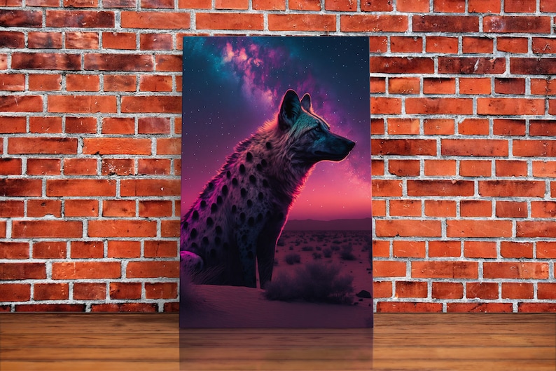 Portrait of a Neon Hyena Laughing Hyenas Framed Canvas - Etsy