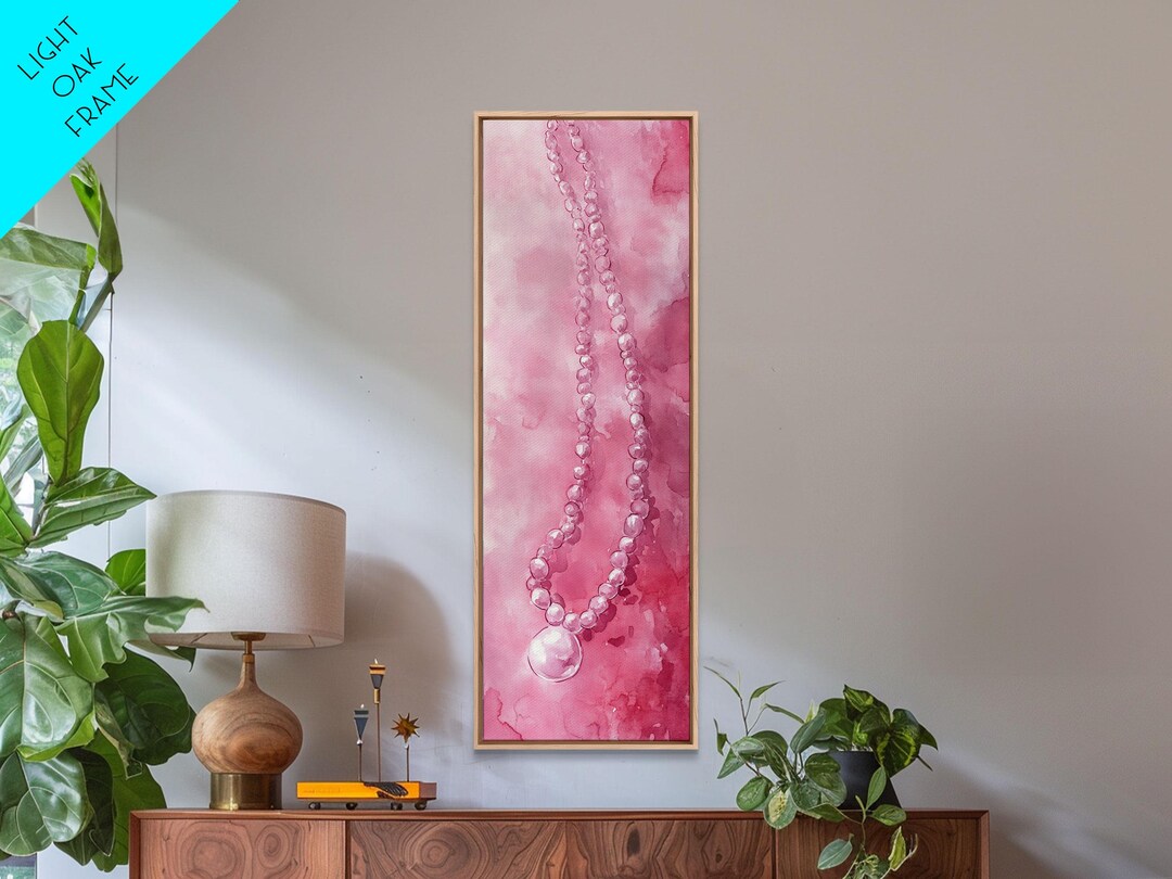 Elegant Pearl Necklace Canvas Print Whimsical Art Long Narrow Wall Art ...