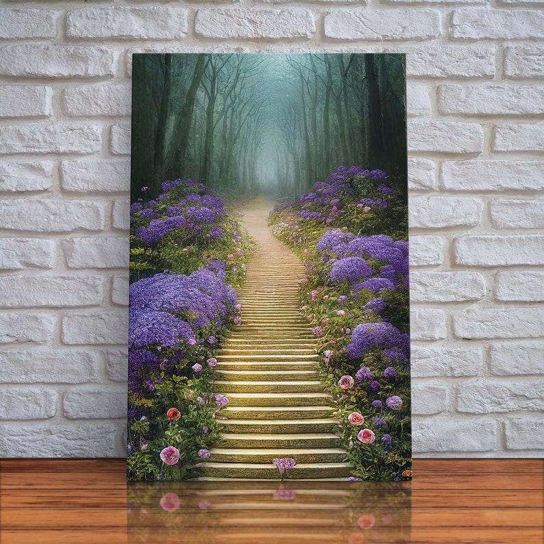 Lavender Lined Stairs Leading to the Haunted Forest Fantasy - Etsy