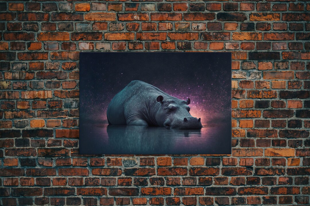 Sleepy Hippo Animal Prints Framed Canvas Prints Wildlife - Etsy