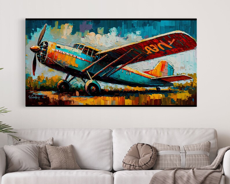 Aeroplane Art Antique Airplane Painting Canvas Print Framed - Etsy