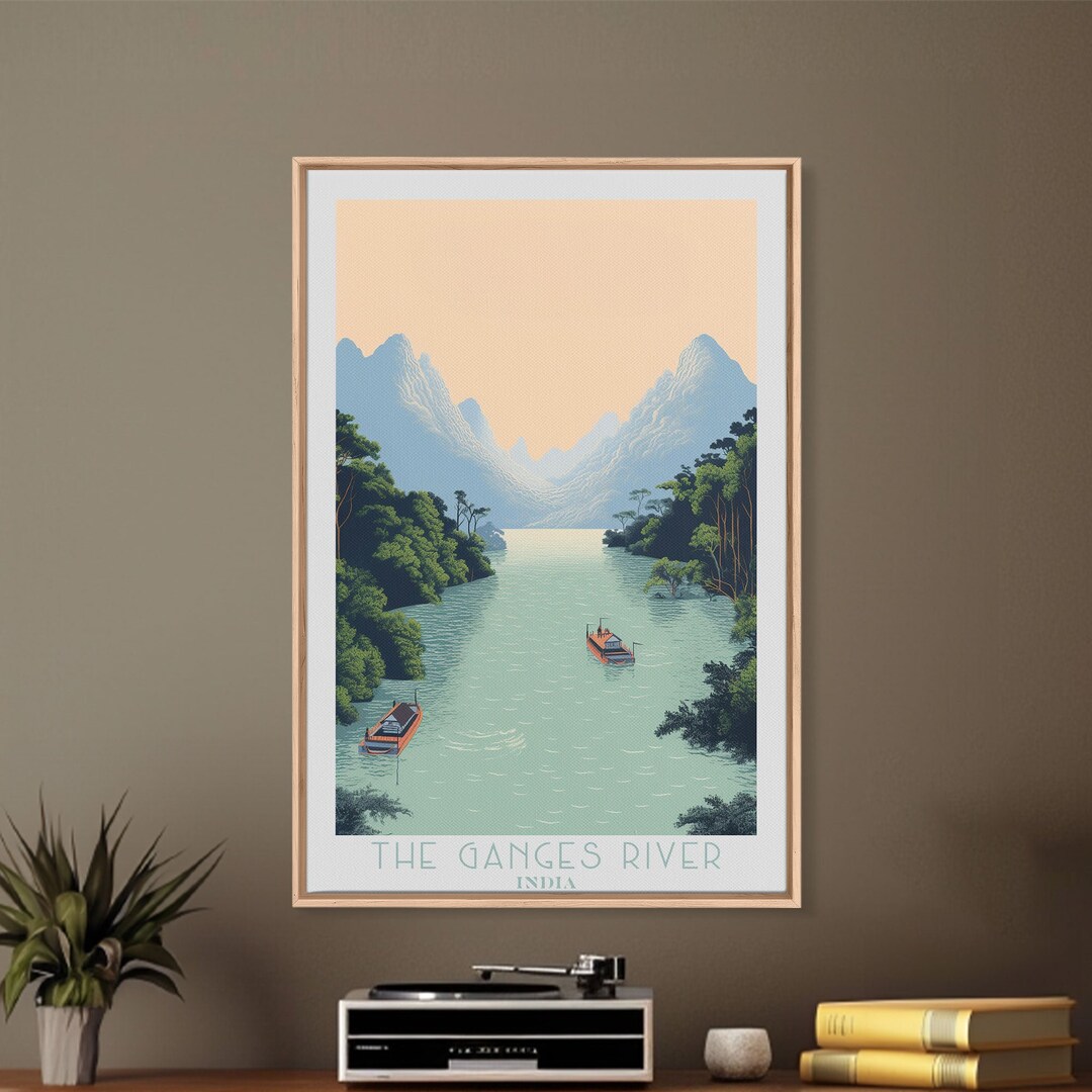 Ganges River India Travel Poster Print, Framed Canvas Print, India ...