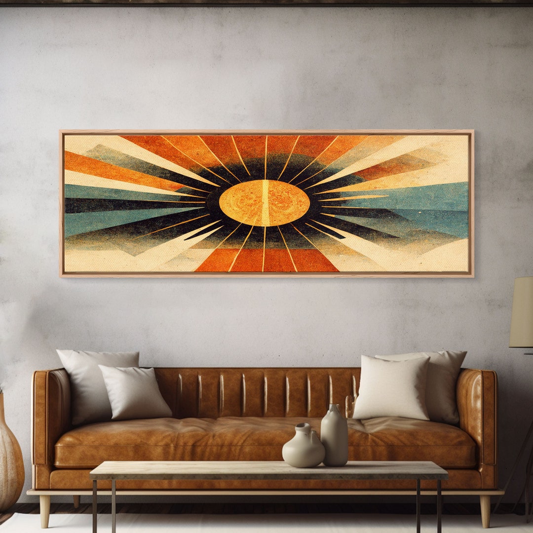 Sunset Art Deco Sunburst Wall Art, Ready to Hang Canvas Print ...