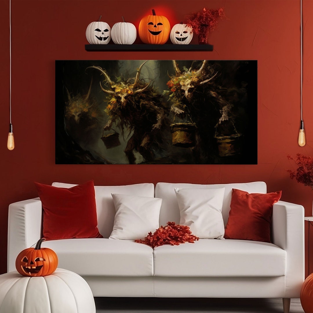 The Wendigos, Demonic Art, Framed Canvas Print, Halloween Decor ...