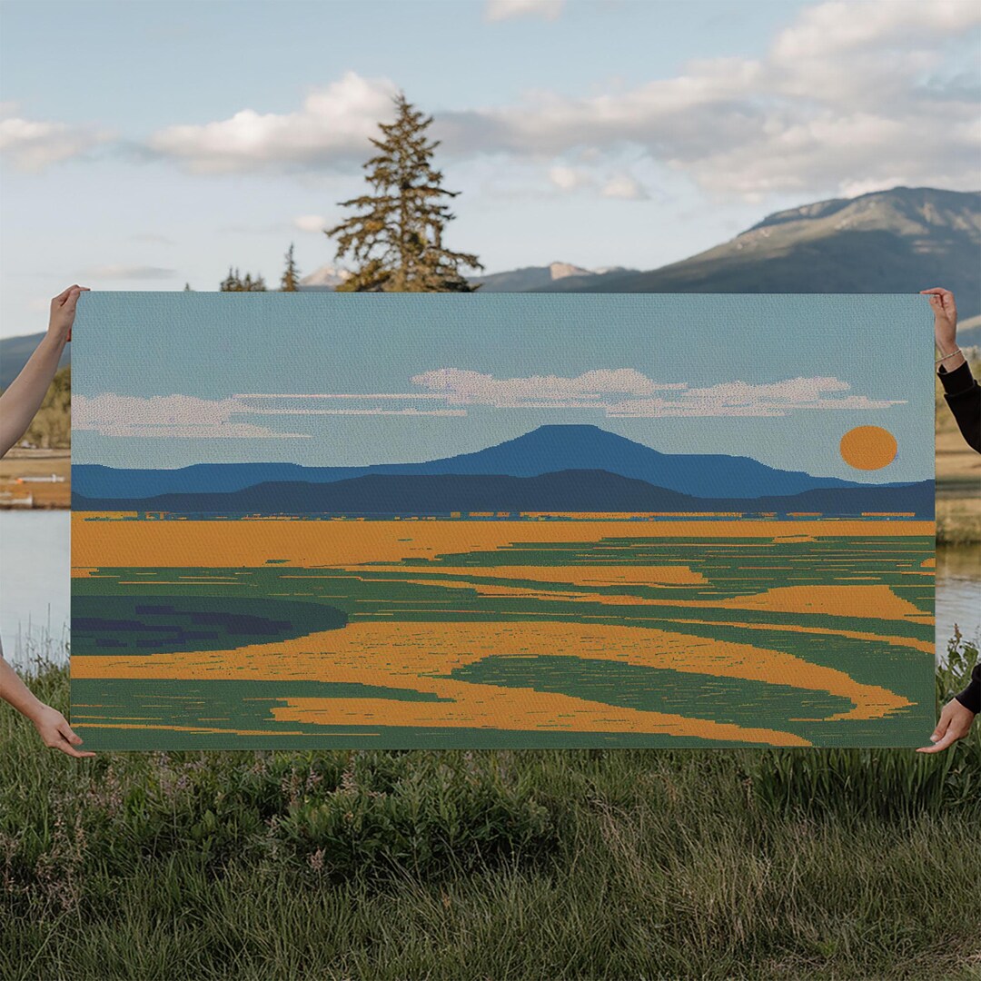 Pixel Art, Beautiful Landscape Made of Pixels, Ready to Hang Canvas ...