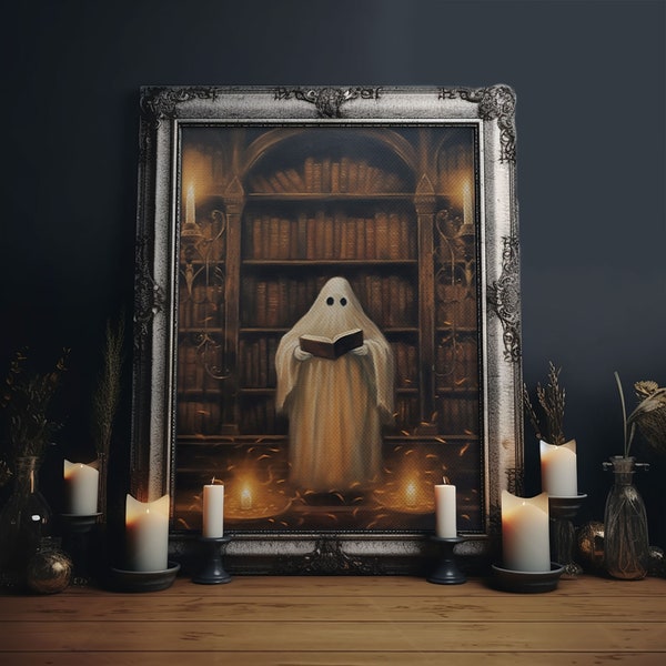 Ghost Folding Laundry Halloween Decor, Digital Art Poster Print, Spooky ...