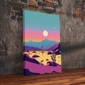 Synthwave Desert Landscape, Subdued Pastel Nature Art, Southwestern ...