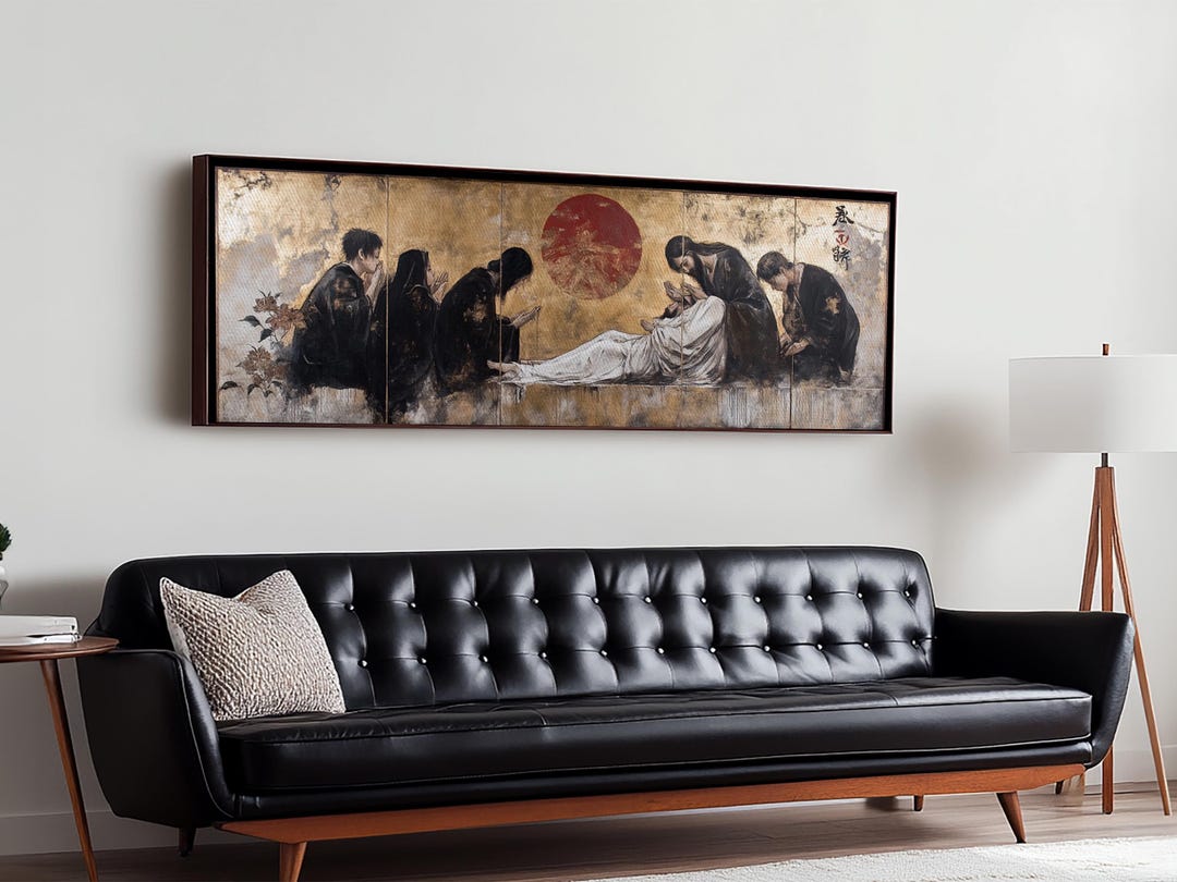 The Lamentation Over Christ Pieta Scene Framed Canvas Print | Panoramic ...