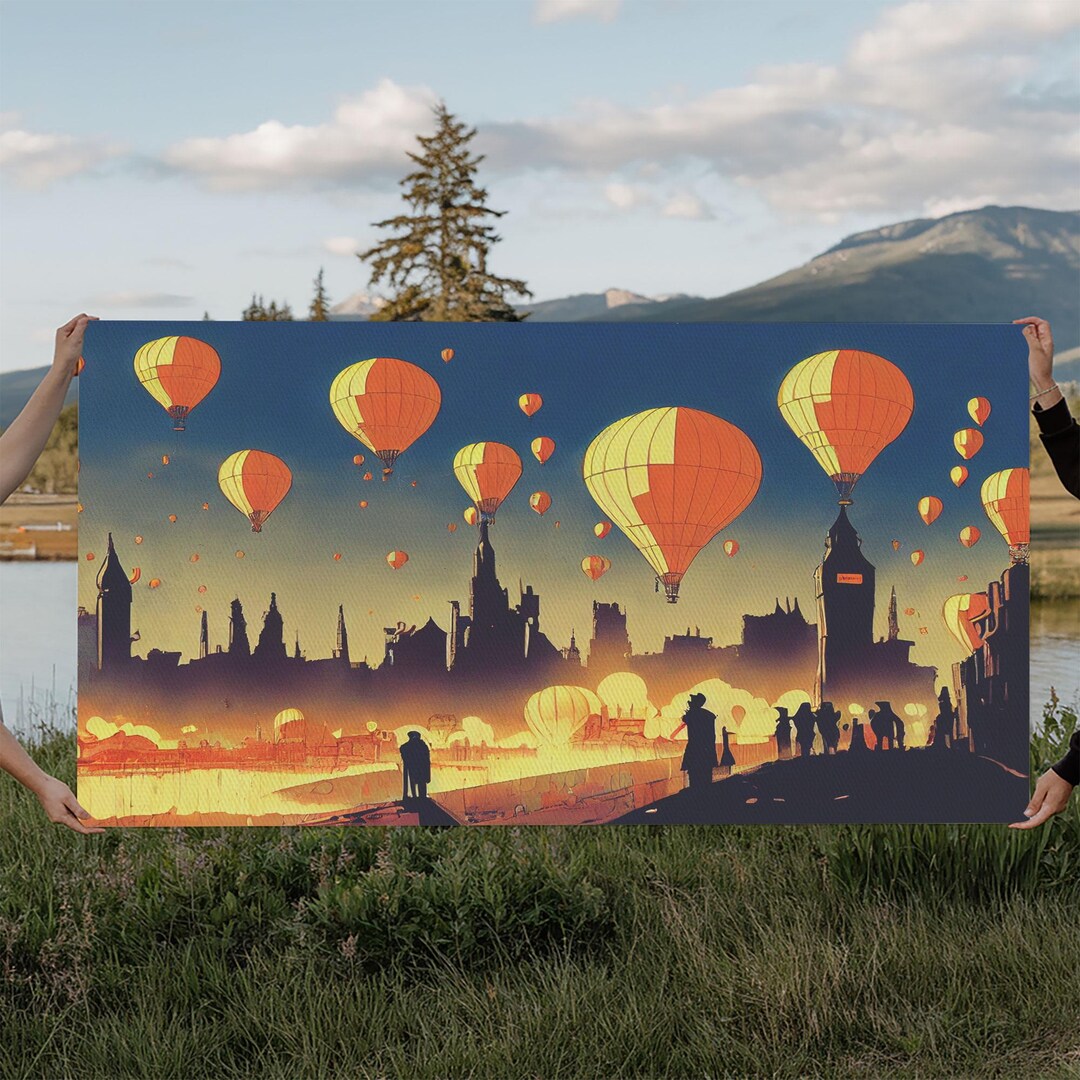 Flight of the Balloons, Hot Air Balloon Armada, Framed Canvas Print ...