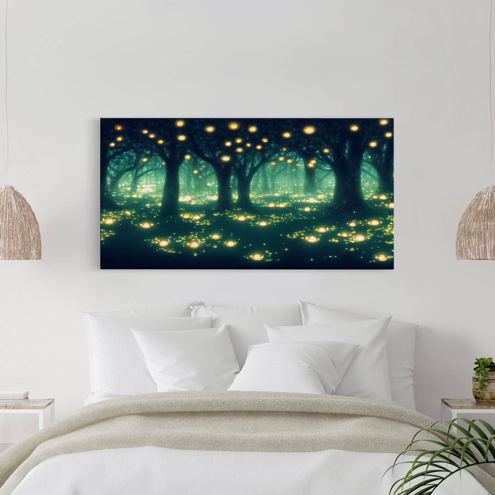 Fireflies at Night in A Fantasy Forest Framed Ready to Hang - Etsy