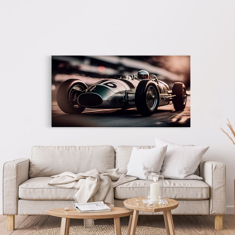 Vintage Race Car Art Racing Art Framed Canvas Print Old - Etsy