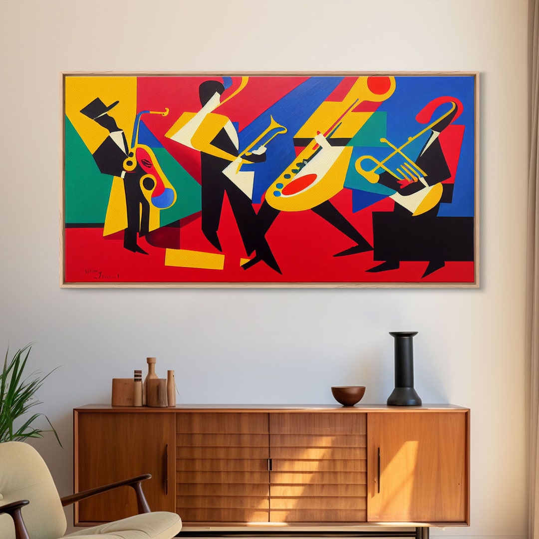 Music Wall Art, Jazz Oil Painting Print, Framed Canvas Print, Music ...