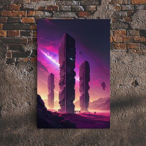 The Monoliths, Scifi Art, Retro Synthwave Style Alien Planet Art ...