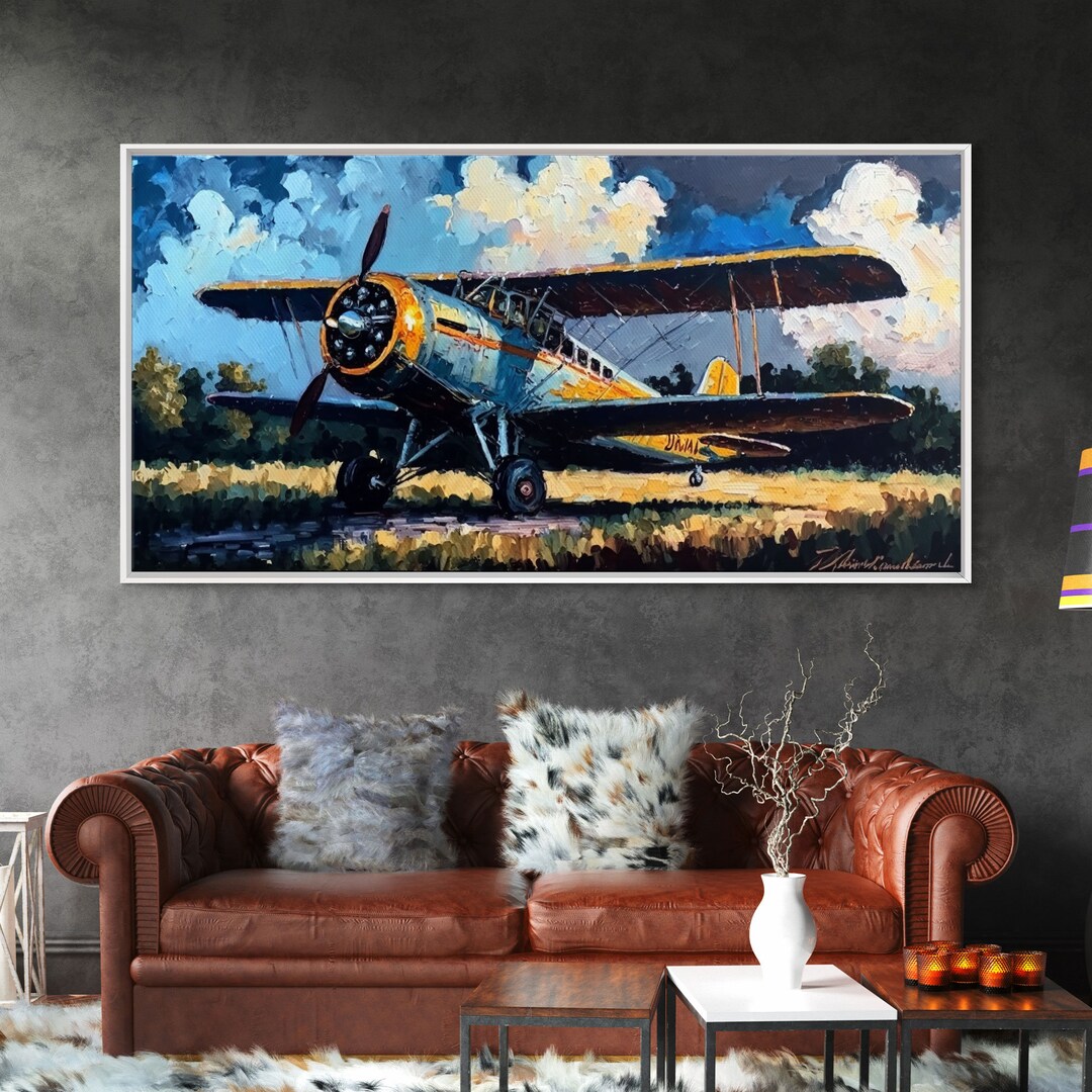 Aeroplane Art, Antique Airplane Painting Canvas Print, Framed Canvas ...