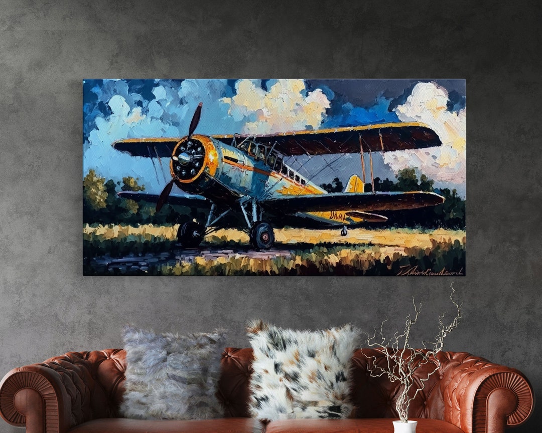 Aeroplane Art Antique Airplane Painting Canvas Print Framed - Etsy