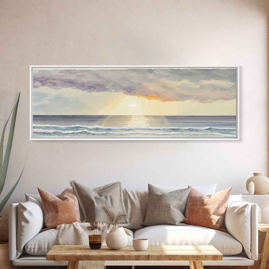 Panoramic Ocean Beach Canvas Prints Sea Landscape Nautical Photo ...