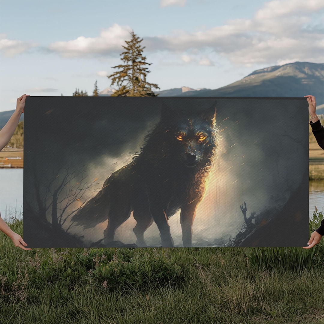 The Great Wolf Fenrir, Framed Canvas Print, Norse Mythology, Fantasy ...