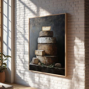 Cheese Wall Art Framed Canvas Print, Cheese Still Life, Cheese Painting ...