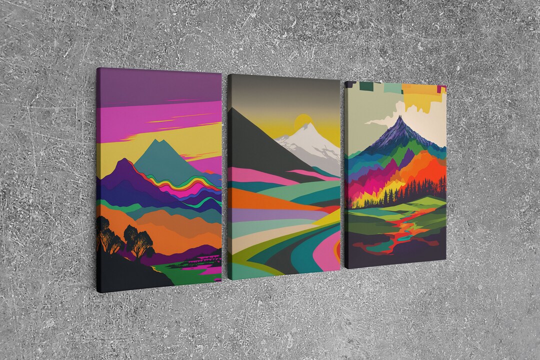 Psychedelic Surrealist Mountain Landscape Trippy Art Framed - Etsy