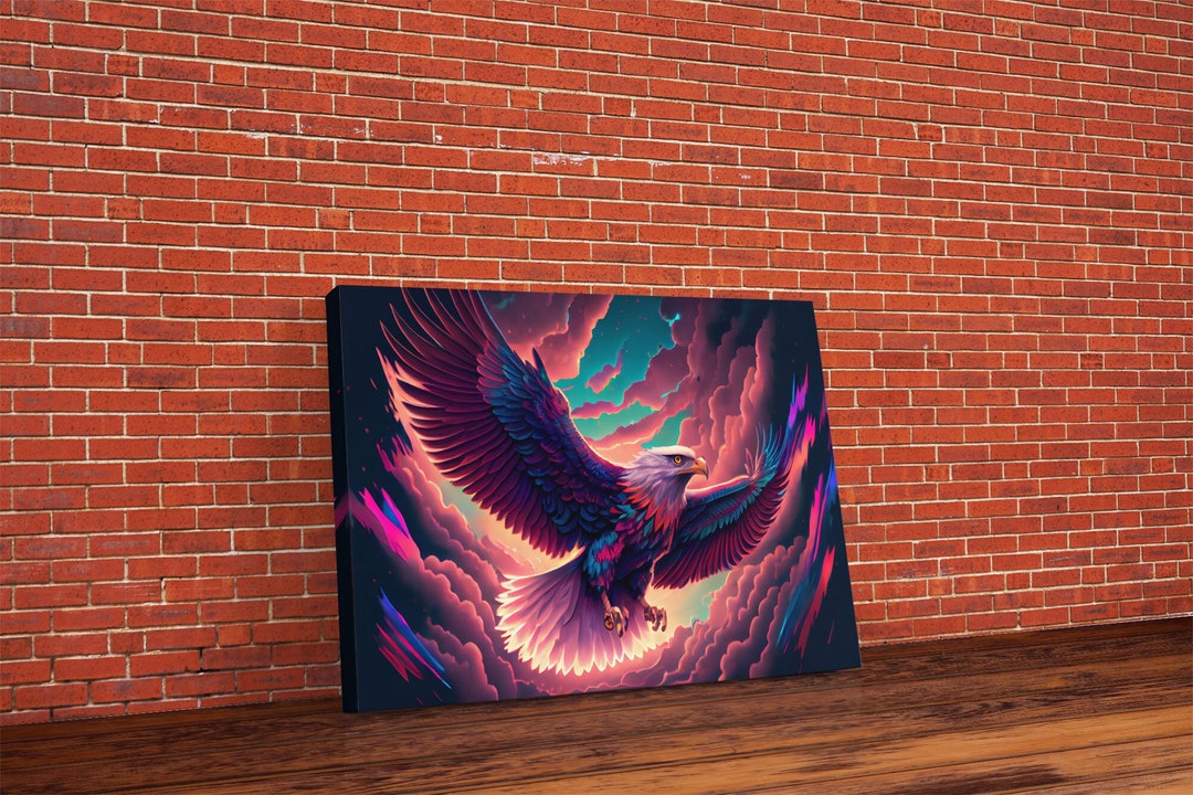 Birds of Prey Art Bioluminescent Bald Eagle Vaporwave Art - Etsy