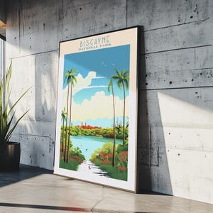 Biscayne National Park, Framed Wall Art Canvas Print, Travel Poster ...