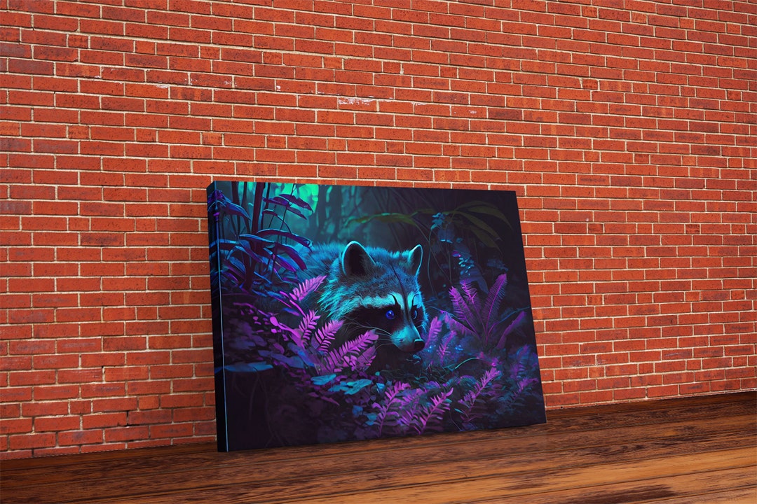 Trash Panda Art, Racoon in the Jungle, Vaporwave Aesthetic Animal Art ...