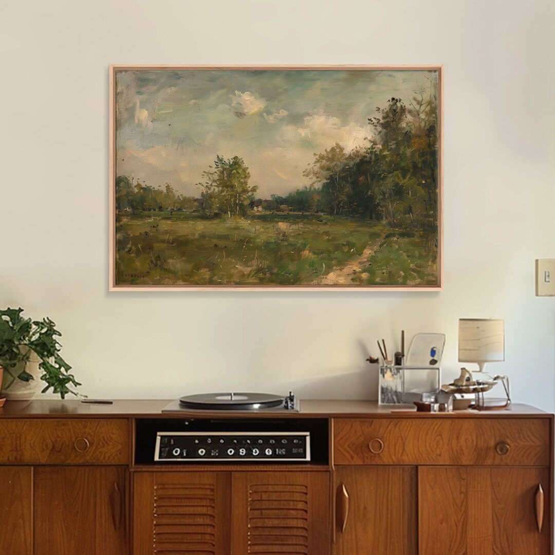Slightly Scorched Vintage Landscape Painting Print | Framed Wall Art or ...