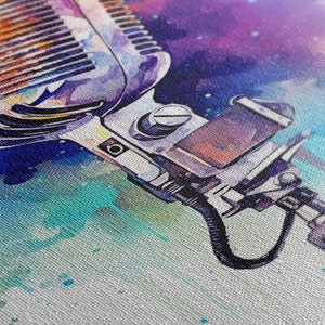 Neon Graffiti Splatter Paint Microphone Art, Vintage Microphone ...