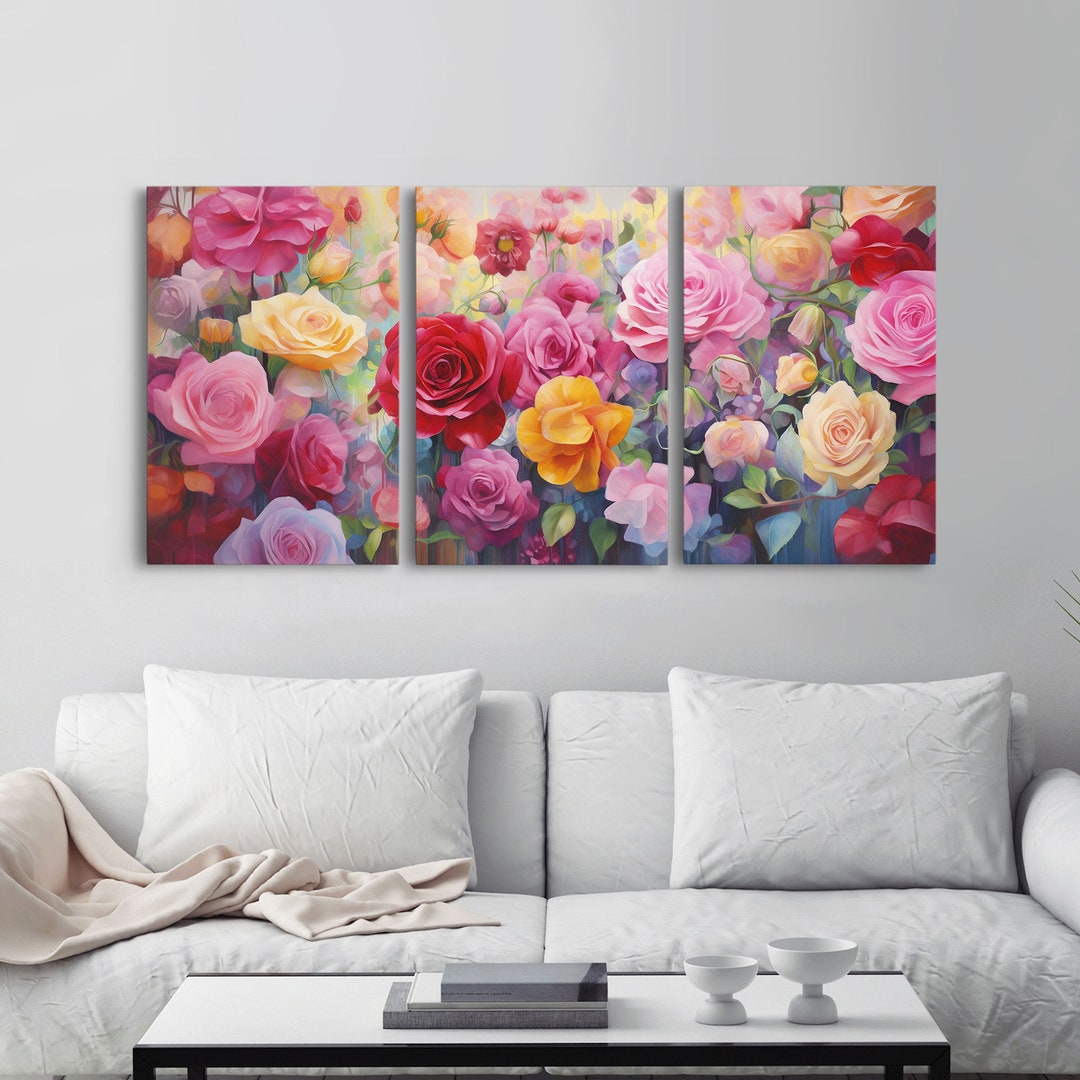 Beautiful Rose Art, Framed Canvas Print, Floral Art, Botanical Decor ...