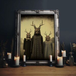 The Cult of the Deer, Creepy Halloween Wall Art, Framed Canvas Print ...